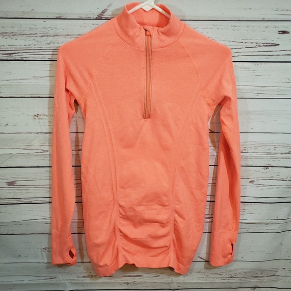 Athleta | Tops | Athleta Fast Track Half Zip Xs Neon Orange | Poshmark